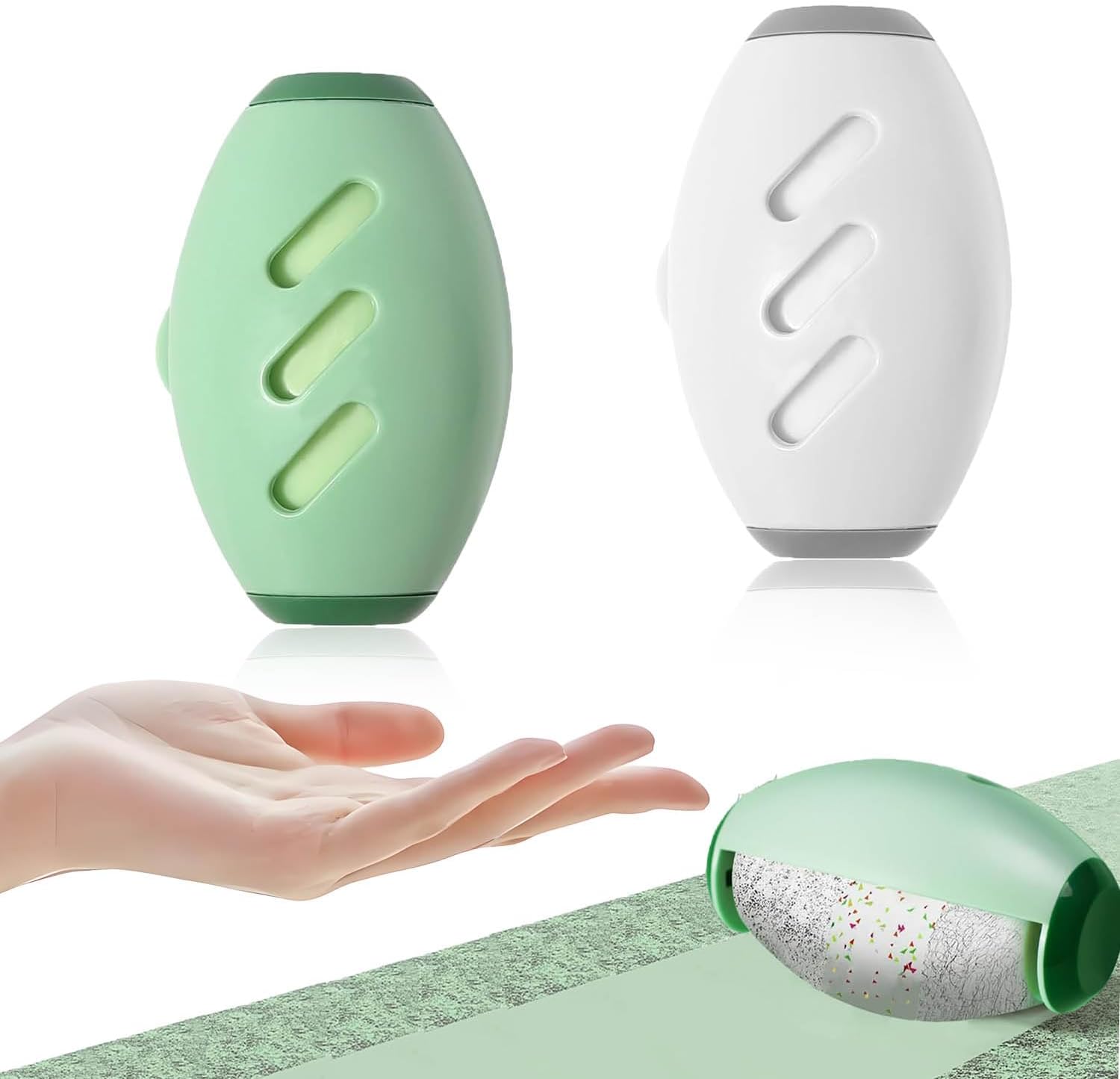 2 x Reusable Washable Lint Roller (Green + White) Anti-Hair Roller ...