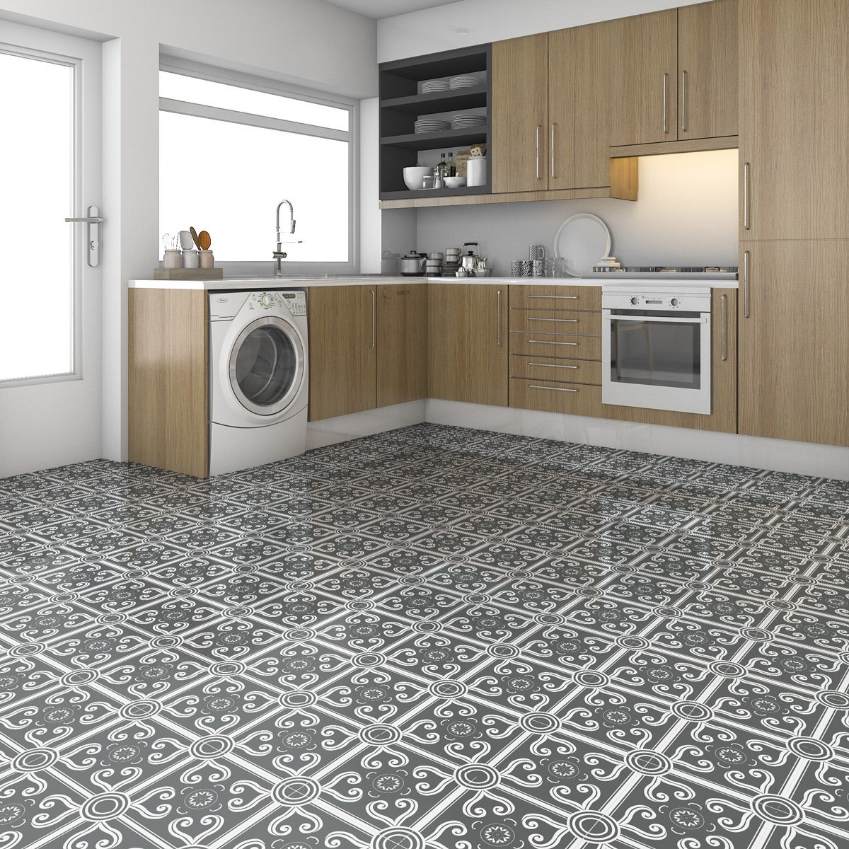 4 STICKERS SOL CARRELAGES RUBÉN ANTI-DÉRAPANT | Stickers Adhésifs Sol ...