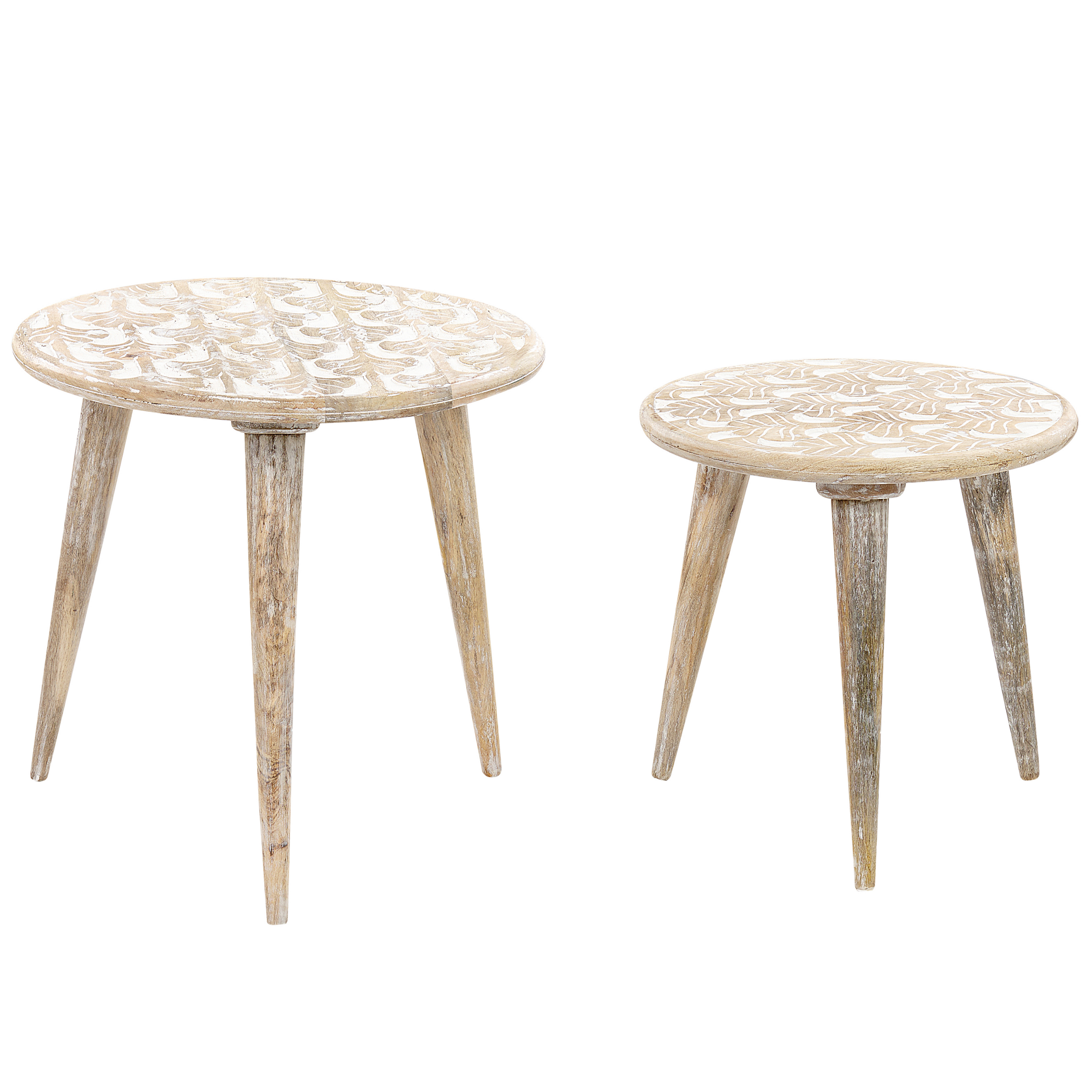 Lot de 2 tables d\'appoint HURSI Bois de manguier Marron/blanc | Leroy ...