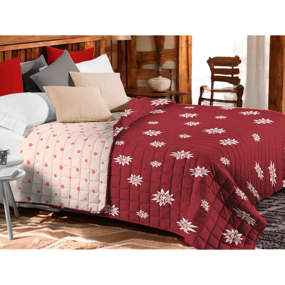 Couvre-lit matelassé rouge « Edelweiss » - Microfibre douce à fleurs ...