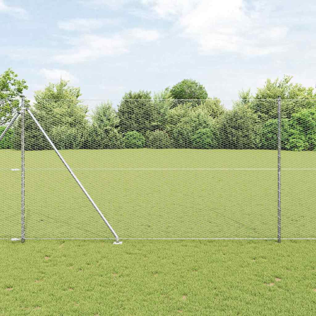Valla hexagonal con poste 25 x 1,5 m Acero Galvanizado Plateado | Leroy ...