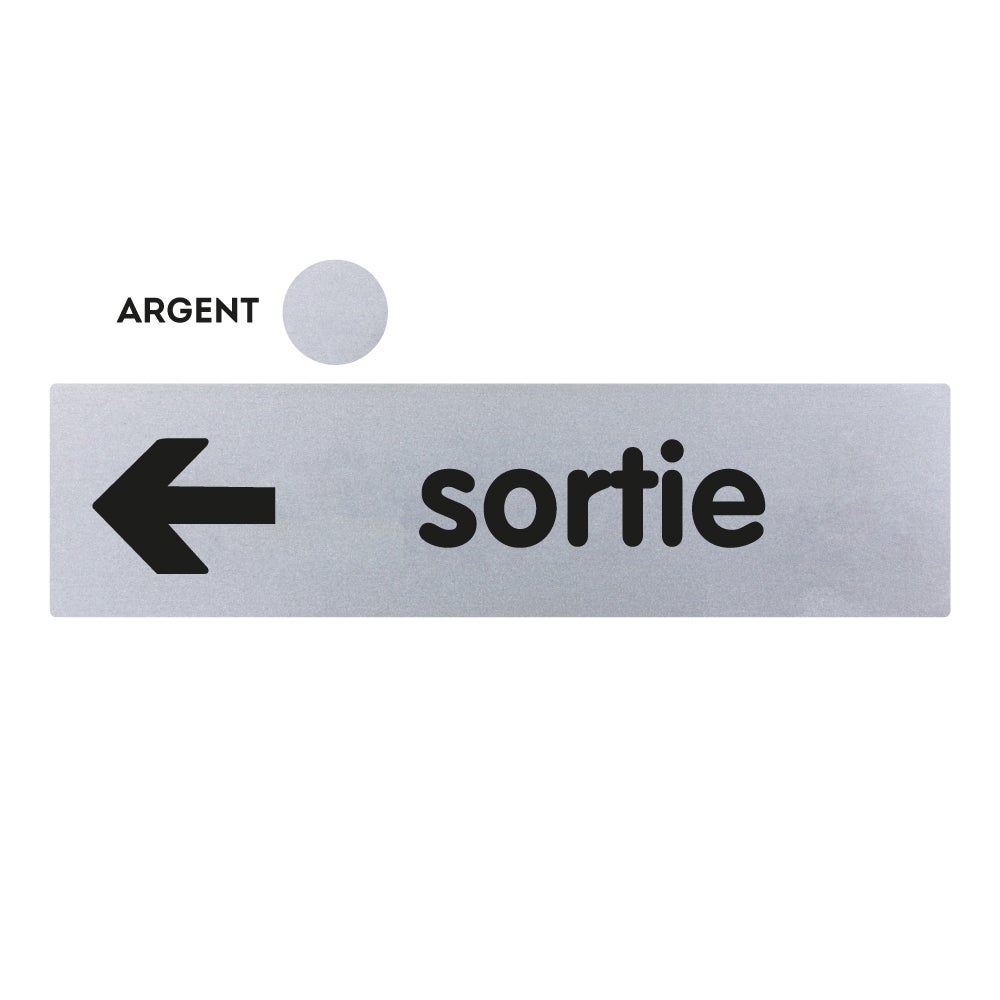Plaque de porte Sortie flèche à gauche - Classique argent 170x45mm ...