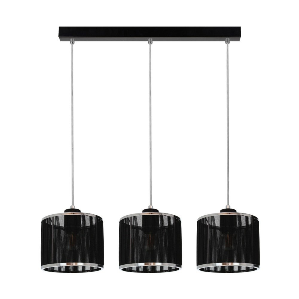 Anina Lampe Suspendue 3xE14 Max.25W Métal Noir/Câble PVC Transparent ...