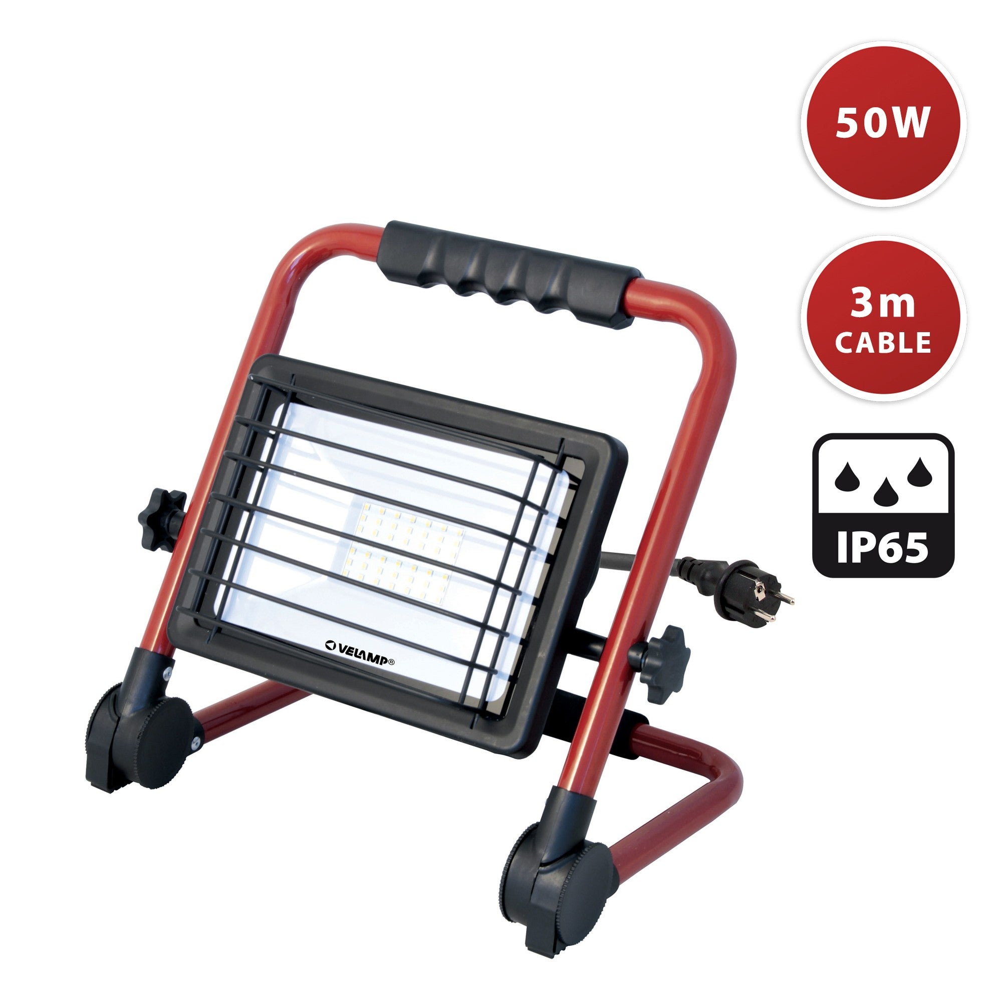 WAINGRO: Proyector LED SMD 50W para obras, con soporte, parrilla y ...