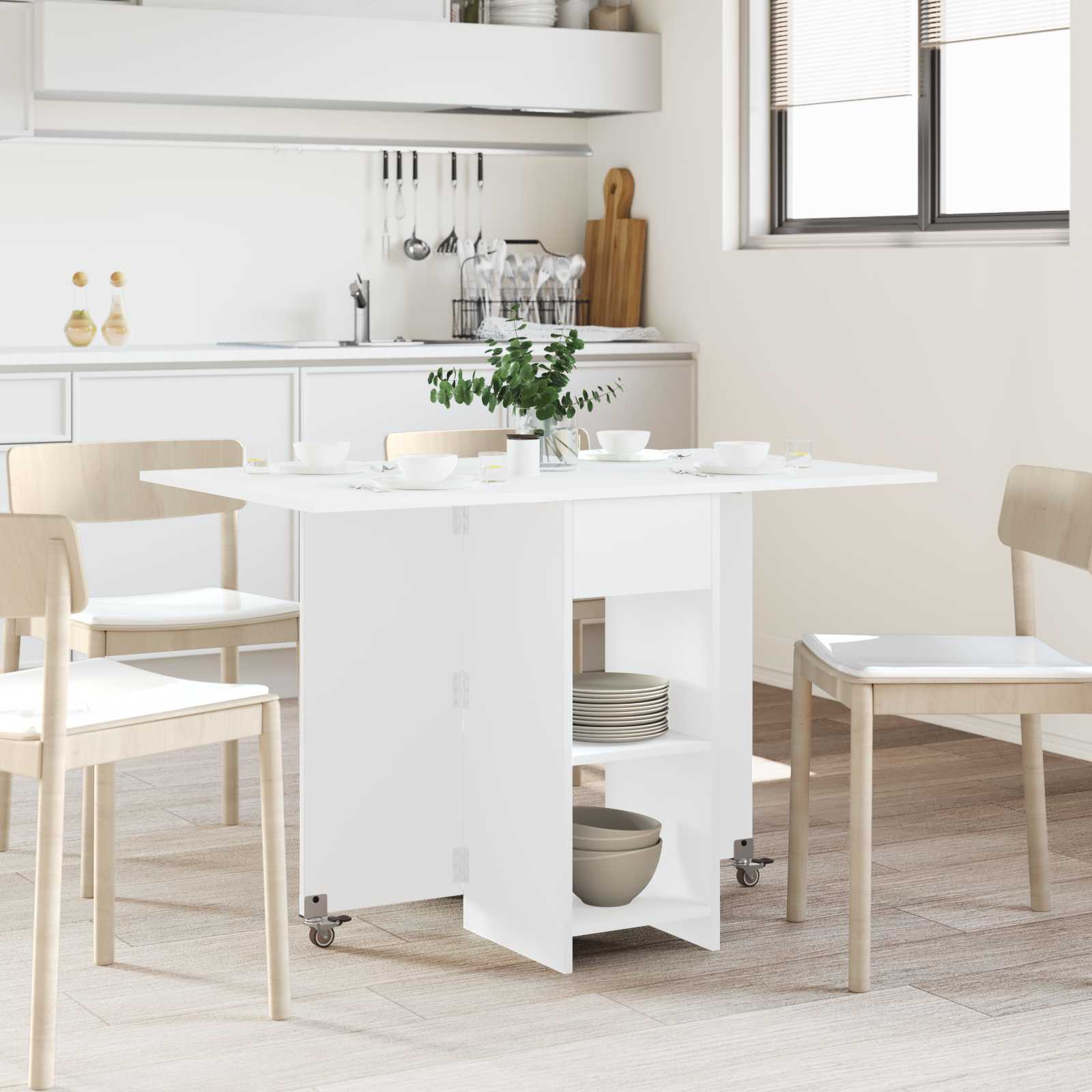 Table à dîner 115 x 70 x 75 cm Bois d'ingénierie Blanc | Leroy Merlin