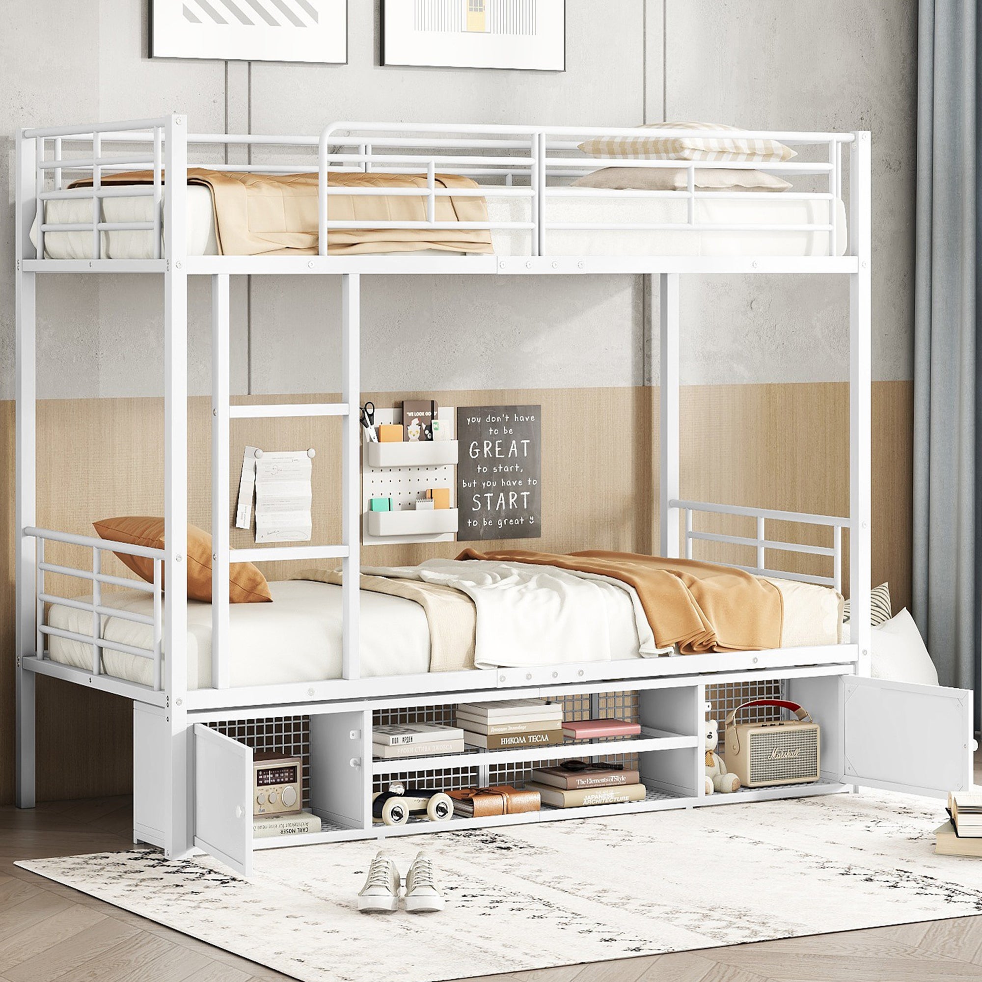 Literas 2 x 90 x 200 cm con 2 puertas y 2 estantes - Metal - Color ...