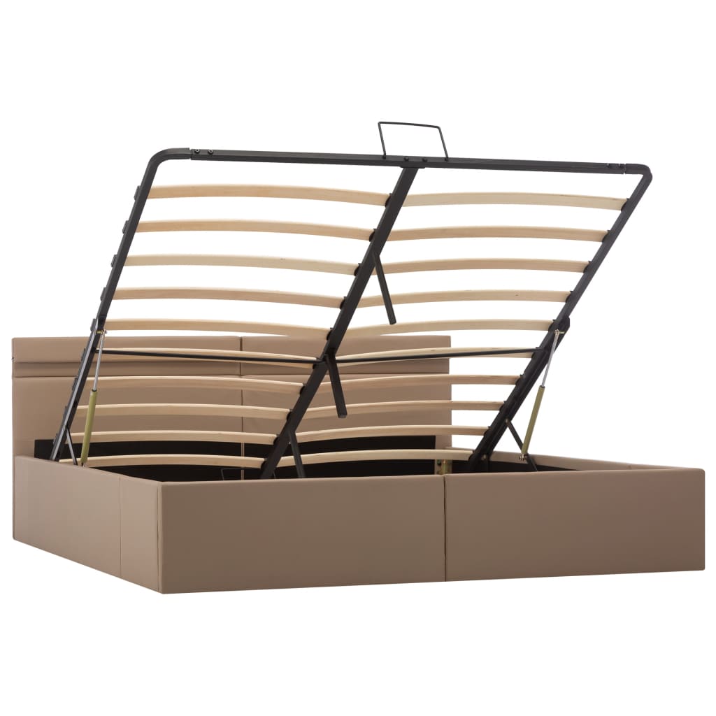 Lit double | Lit adulte | Cadre de lit à rangement et LED Cappuccino ...