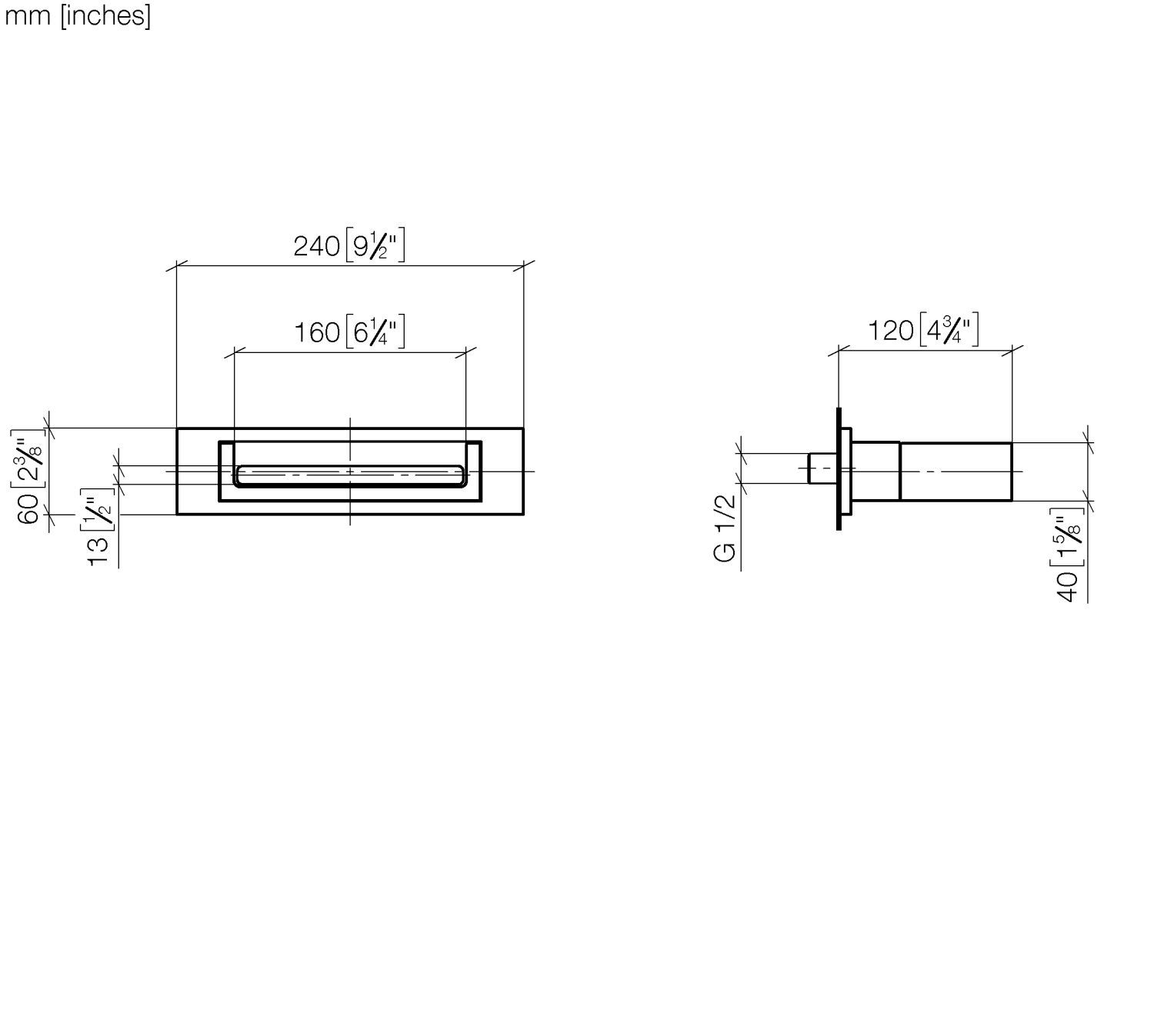 Dornbracht WaterFall surge outlet for wall mounting, 1/2", projection ...