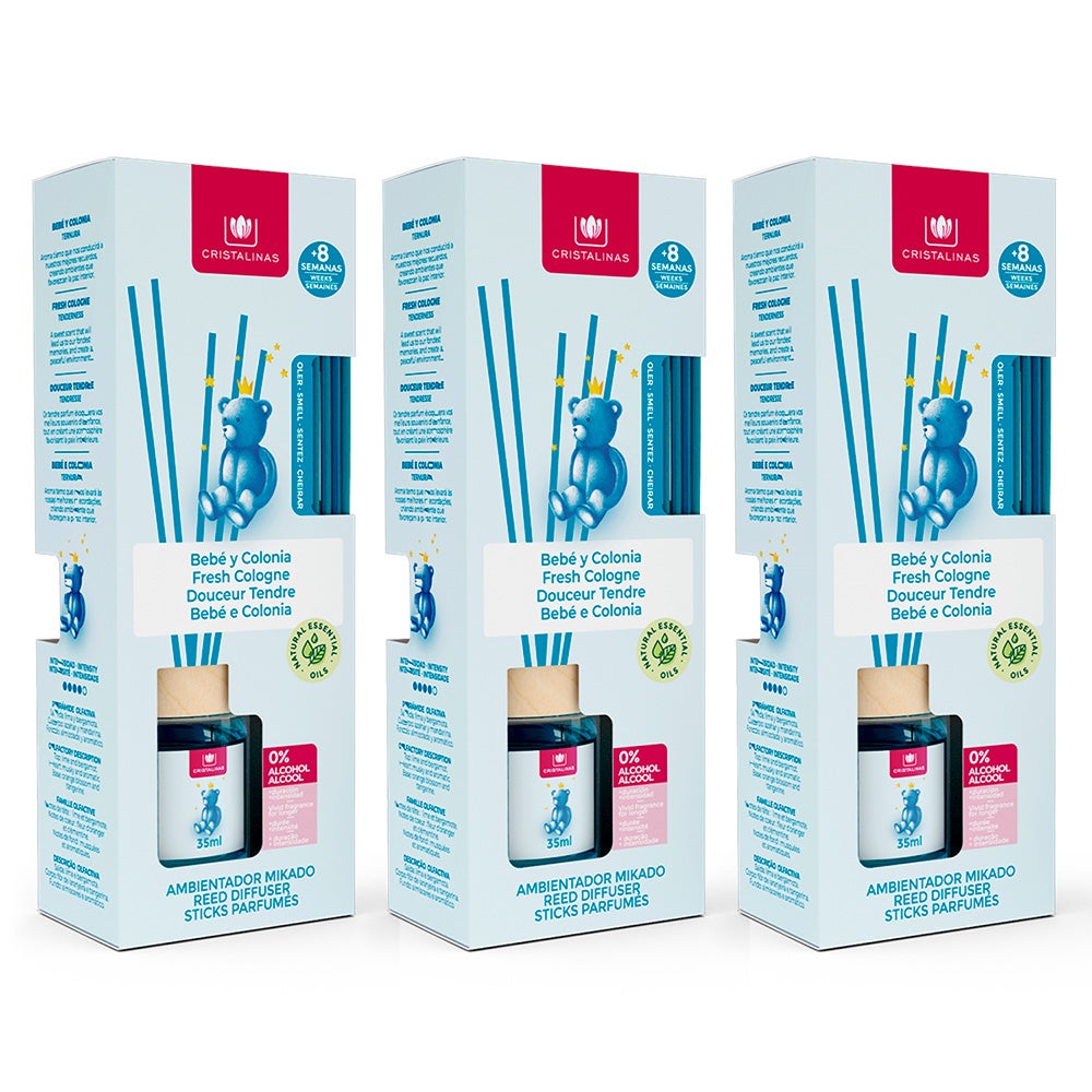 Cristalinas - Pack 3 Ambientador Mikado 35ml Aroma Bebé y Colonia (3x35ml) | Leroy Merlin