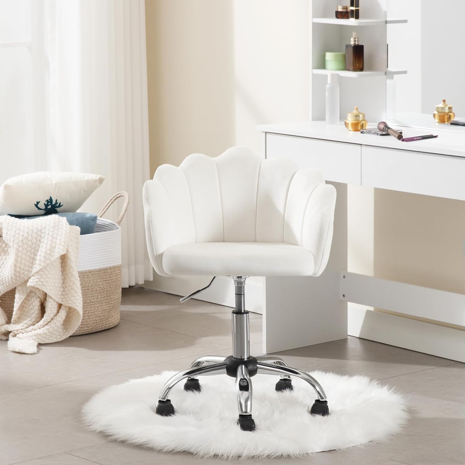 WOLTU Chaise Bureau en Velours + Métal，Chaise Coiffeuse，Fauteuil ...