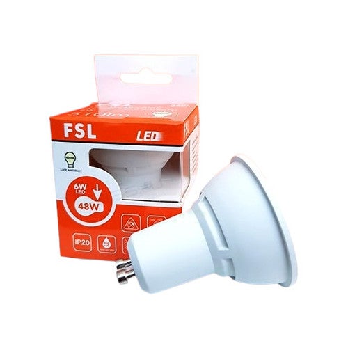 FSL FLGU10B6W65K38 Faretto LED GU10 6W 6500K Luce Fredda 520lm | Leroy ...