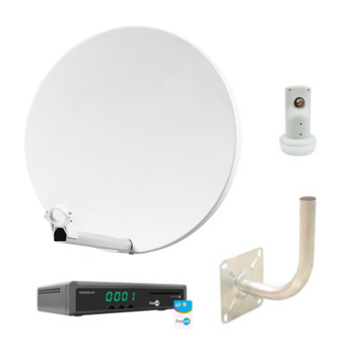Pack HDSAT Parabole Satellite Fibre Blanche 60cm + LNB Single + Récepteur / Décodeur TV ...