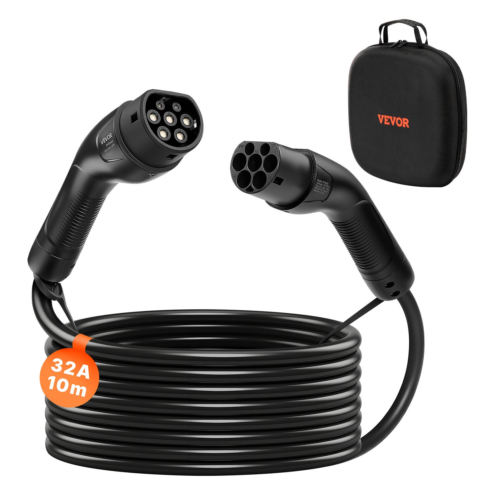 Cable de carga tipo 2 VEVOR, TPU+cobre, 32 A 22 kW, 10 m, trifásico CA ...