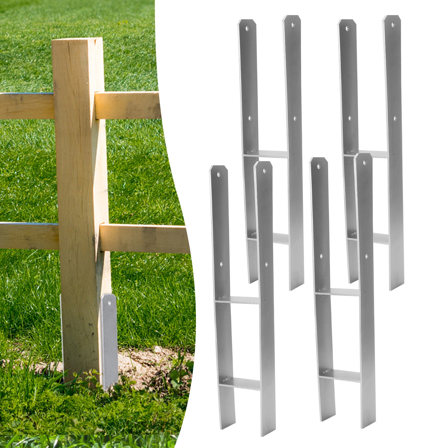 6 piezas H Soporte de poste con anclaje en H Anclaje de poste Pie de ...