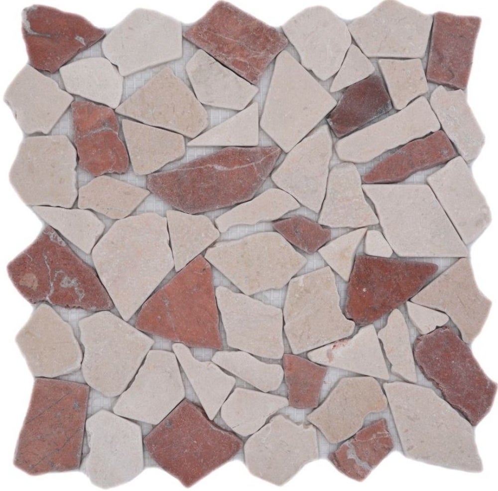 Mosaico cava Ciot mix Rosso Verona Botticino marmo cava look rosso beige opaco | Leroy Merlin