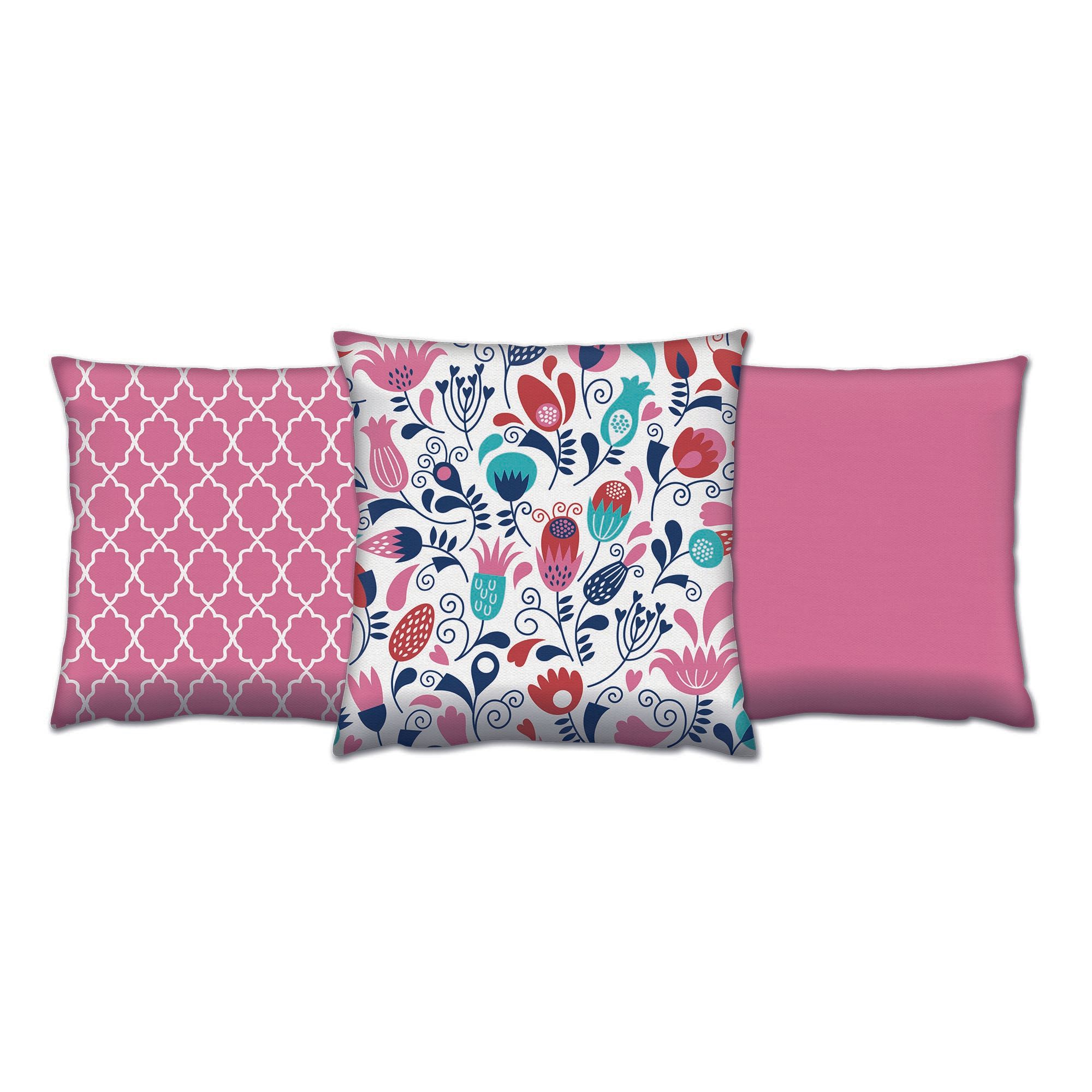Set de 3 coussins assortis Decorare Floral 43x 43cm Coton Rose, Rouge ...