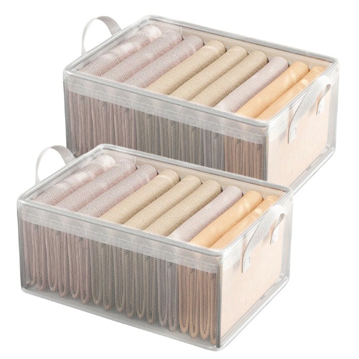 Lot de 2 boîtes de rangement pliables avec cadre en acier pour la ...