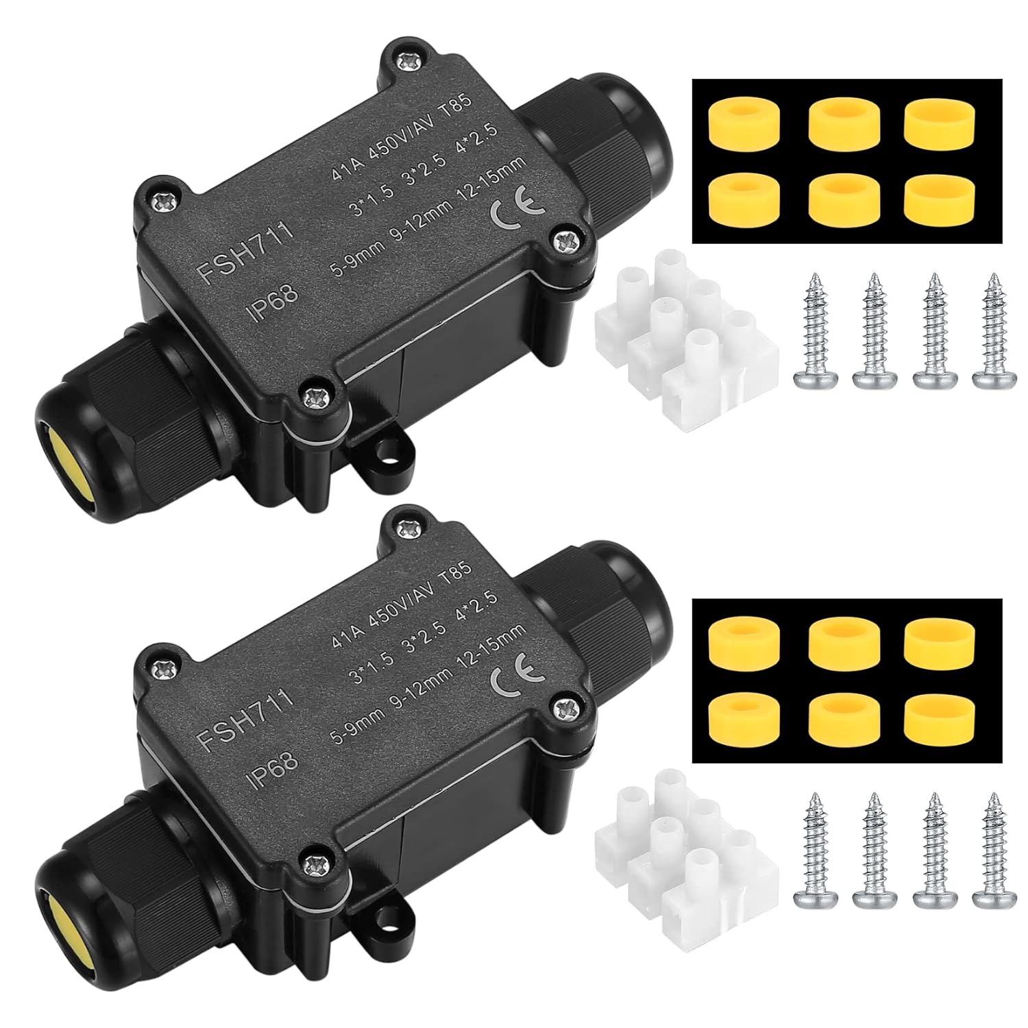 2 Pièces Boîte de Jonction étanche IP68, Boite de Derivation Etanche ...
