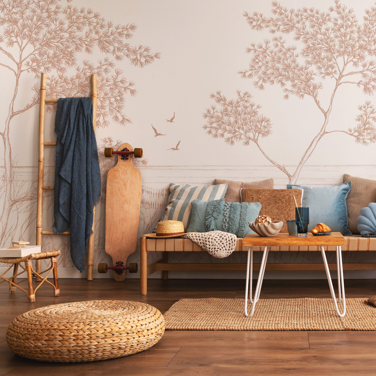 Papel pintado panorámico Paisaje de frente de mar, Beige 525 x 250cm ...