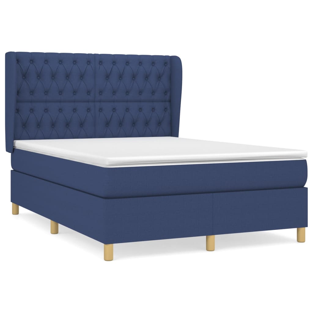 Letto box spring con materasso in tessuto blu 140x200 cm | Leroy Merlin