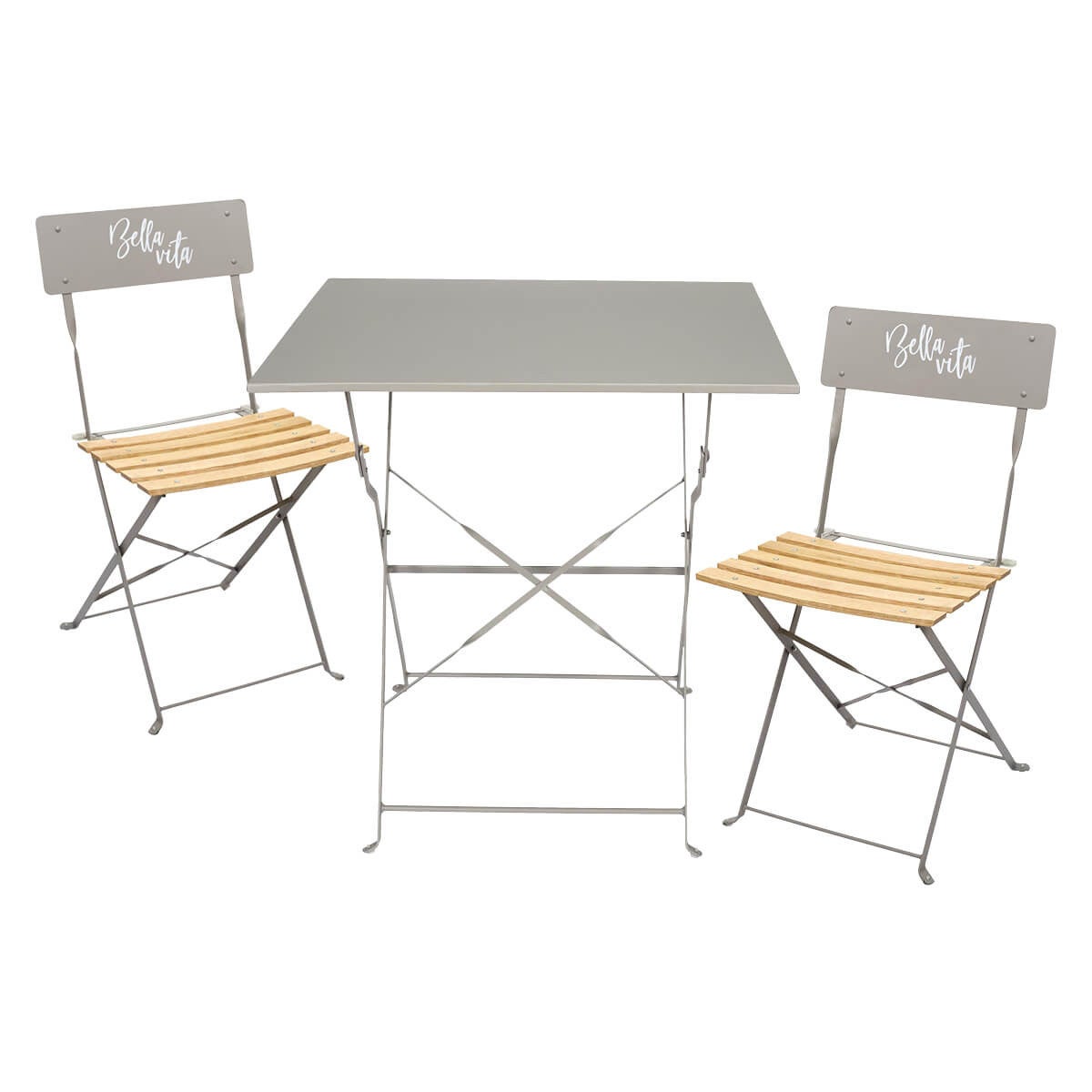MALAM - Ensemble Table Repas Carrée Pliante + 2 Chaises Pliantes Taupe ...