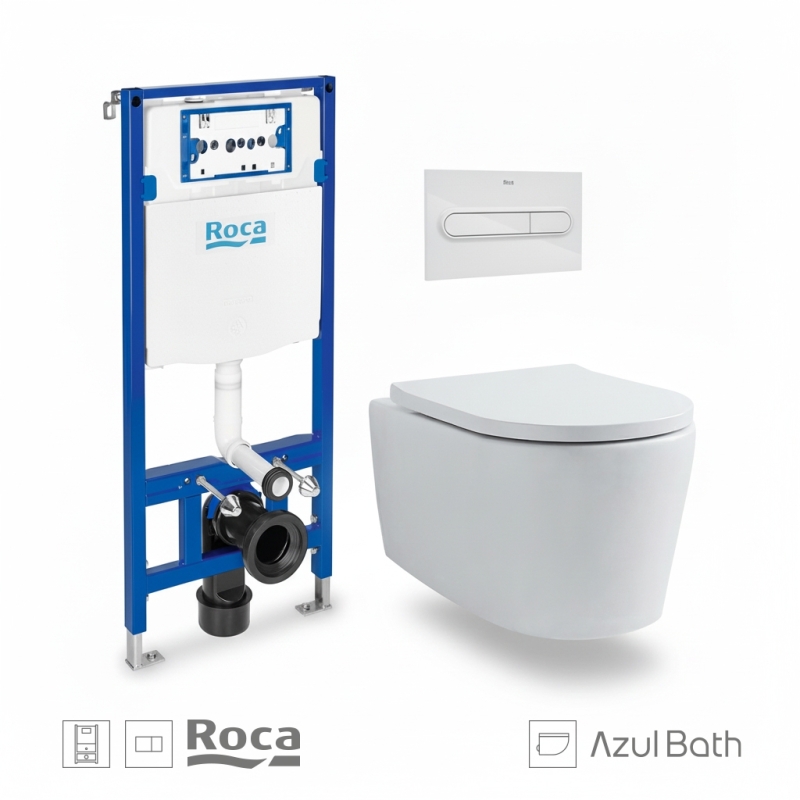 Bastidor empotrado ROCA Duplo Pack con cisterna y pulsador PL1 Dual bl ...
