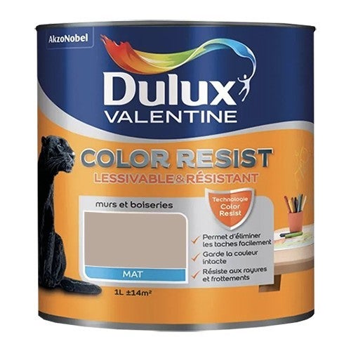Dulux Valentine Peinture acrylique Color Resist Noyer brut Mat 1 L ...