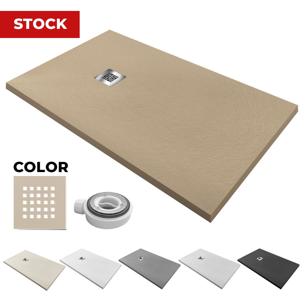 Plato de Ducha de Resina Antideslizante | Válvula de Desagüe + Rejilla ...