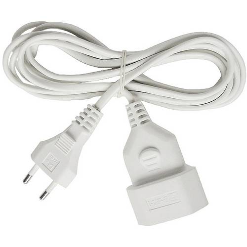 Alargador eléctrico IP20 H03VVH2-F 2x0,75 de 5 m (Blanco) con clavija y ...