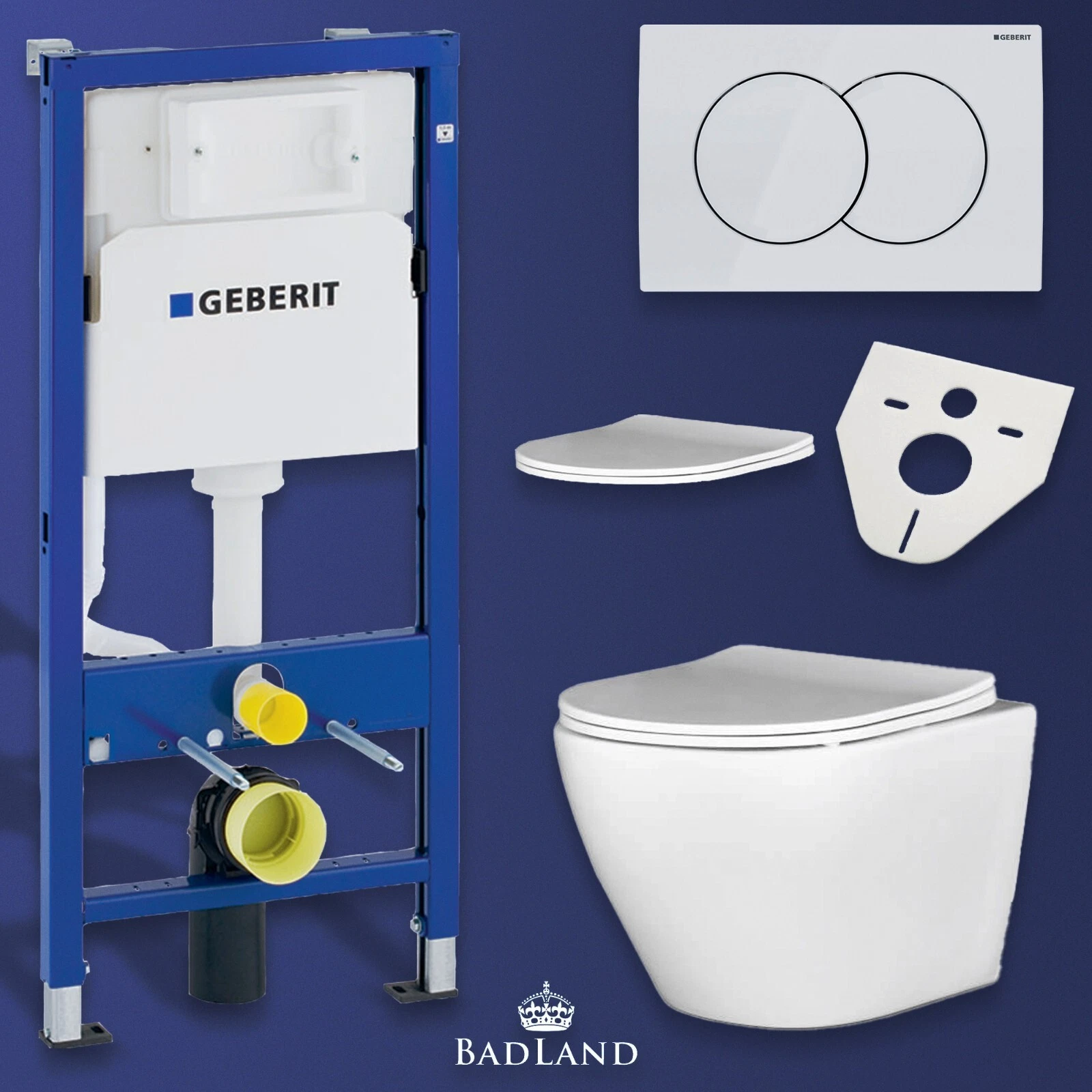 Pack WC GEBERIT bâti-support Duofix + WC Slim Soft-Close ROLO blanc ...