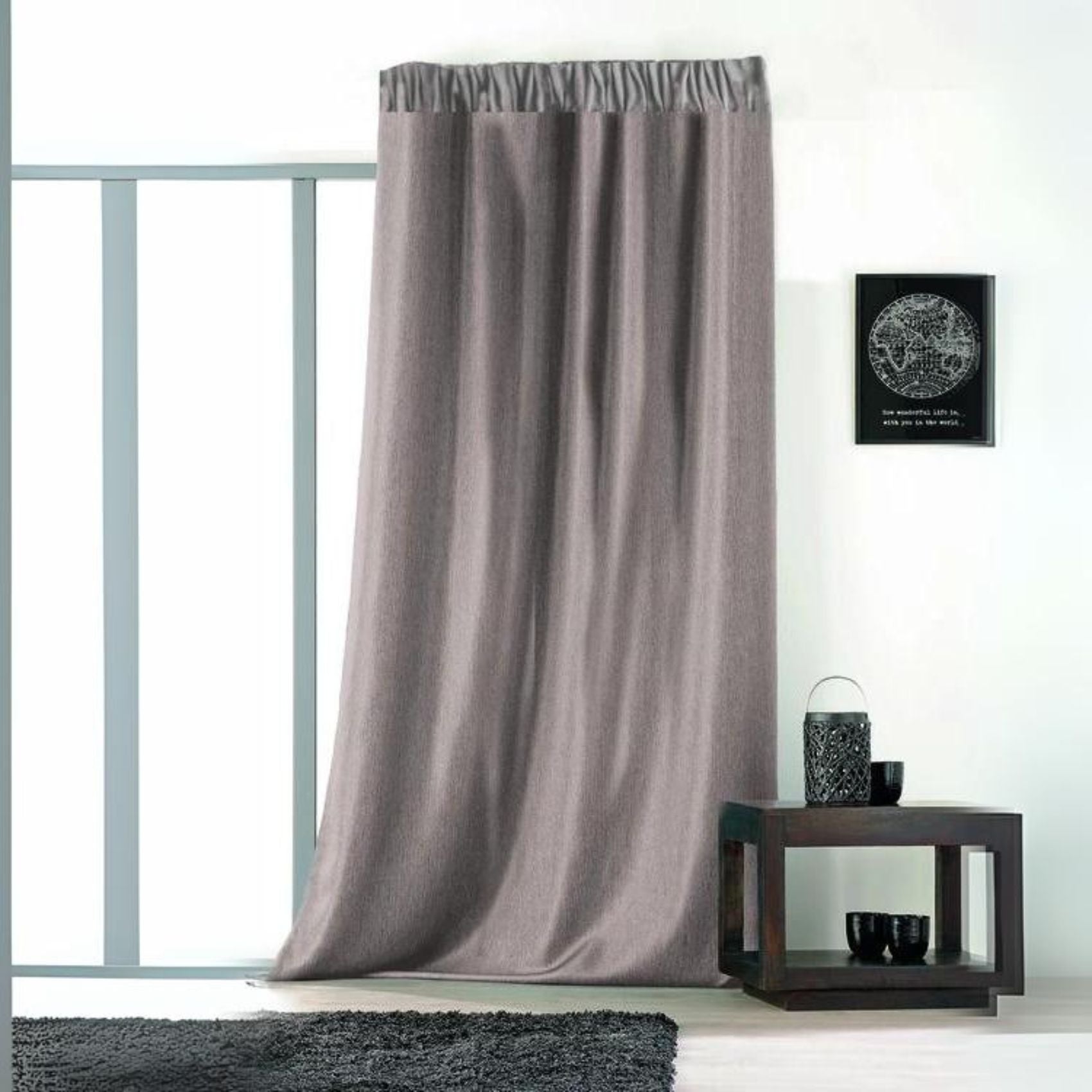 Rideau uni avec galon fronceur - Ficelle - 145x240 cm - Polyester ...