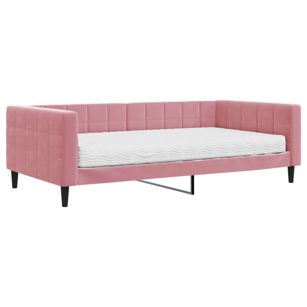 Lit simple | Lit adulte | Lit de jour avec matelas rose 100x200 cm ...
