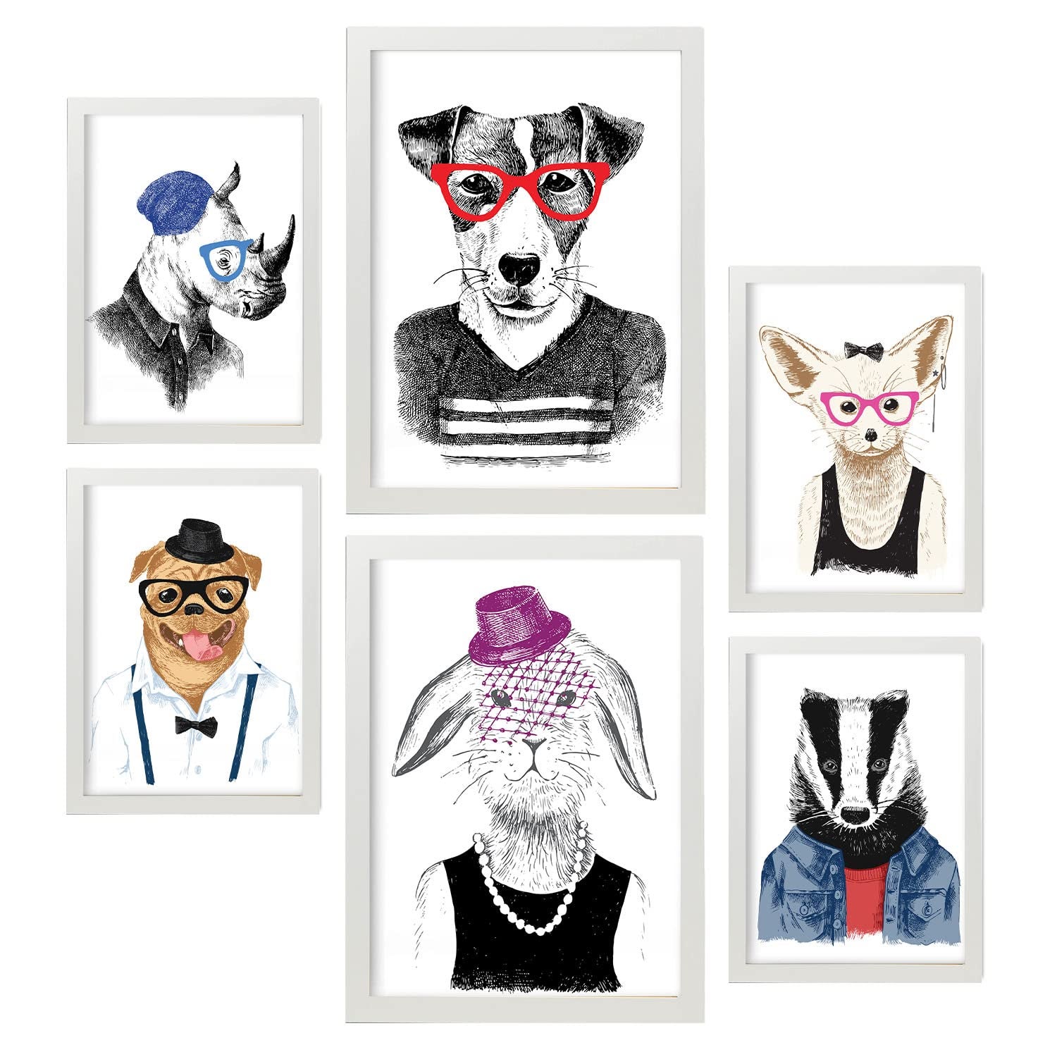 Nacnic Posters De Animales Modernos En Estilo Colorido Dibujado A Mano ...