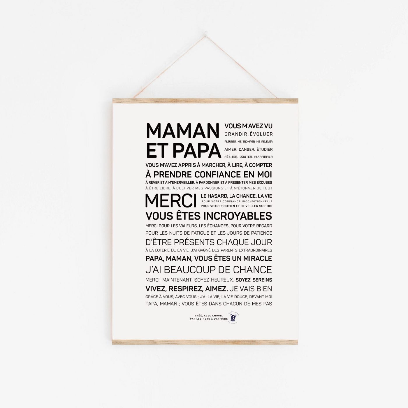 Affiche imprimée A5 "Maman et papa (parents)" (Poster) avec support en ...