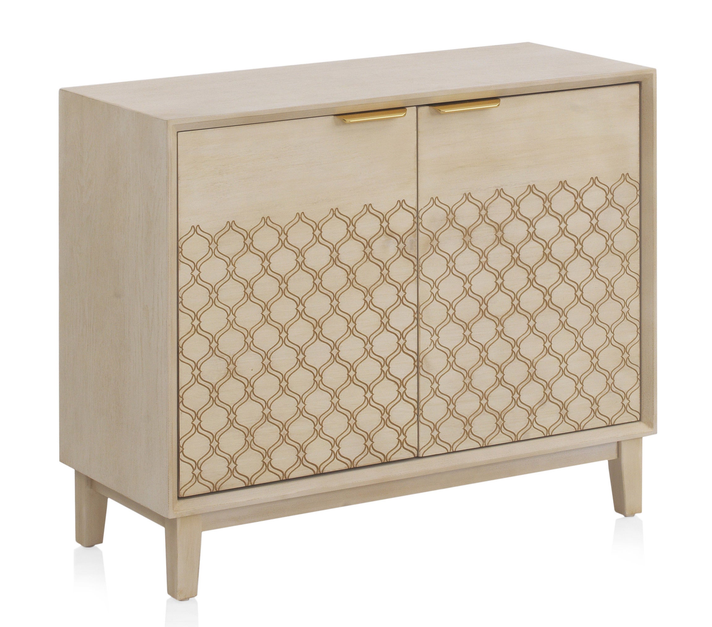 Cómoda de 2 puertas chapada en madera de roble y color beige | Leroy Merlin