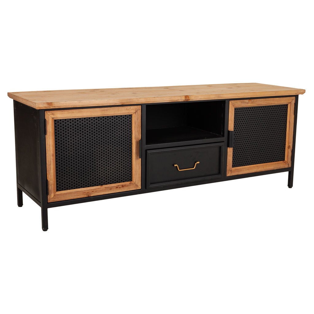 Meuble bas en bois et métal noir 120x34x45h | Leroy Merlin