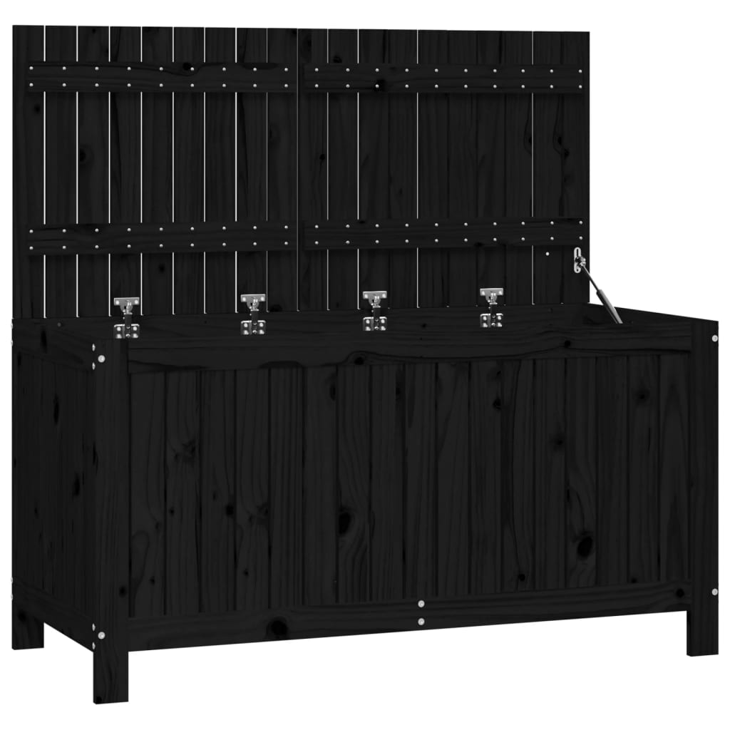 Caja de almacenamiento de jardín negra 121 x 55 x 64 cm madera maciza ...
