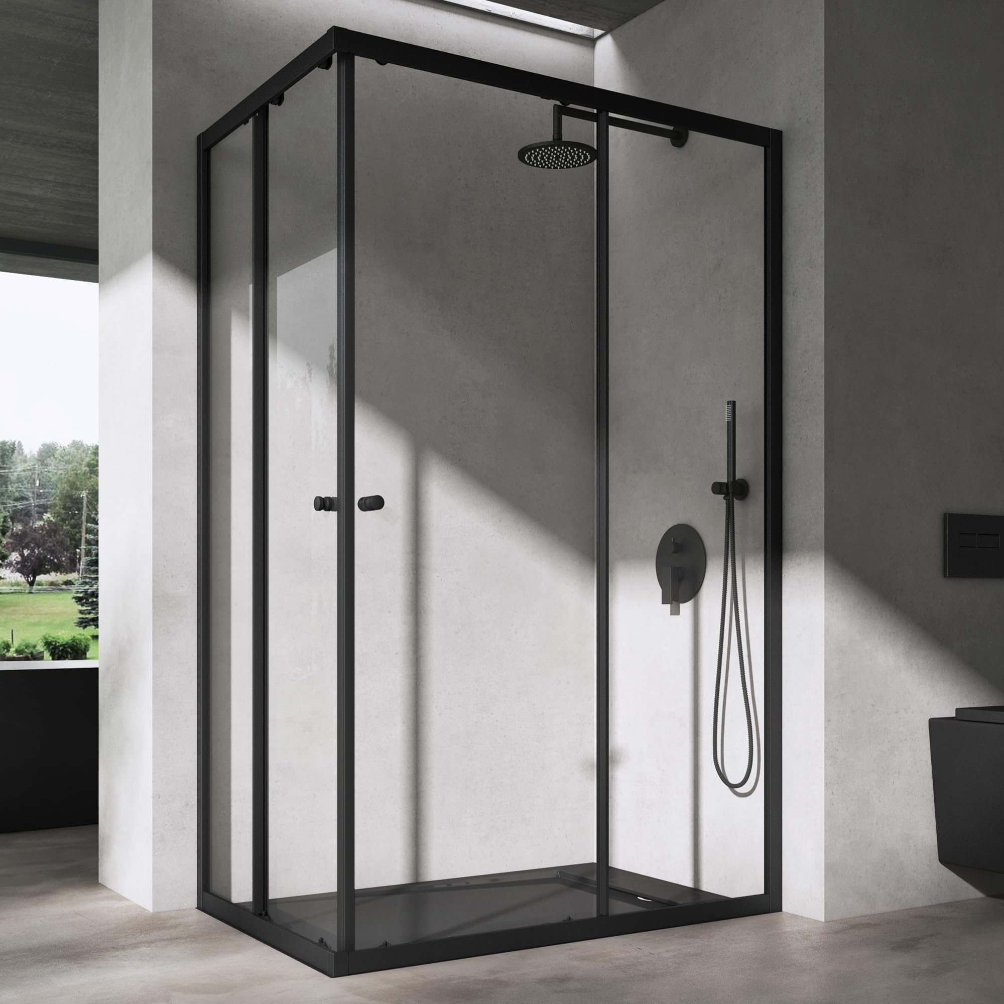 Doporro Cabine de Douche Noir en Angle Transparent 80x120cm Paroi de ...