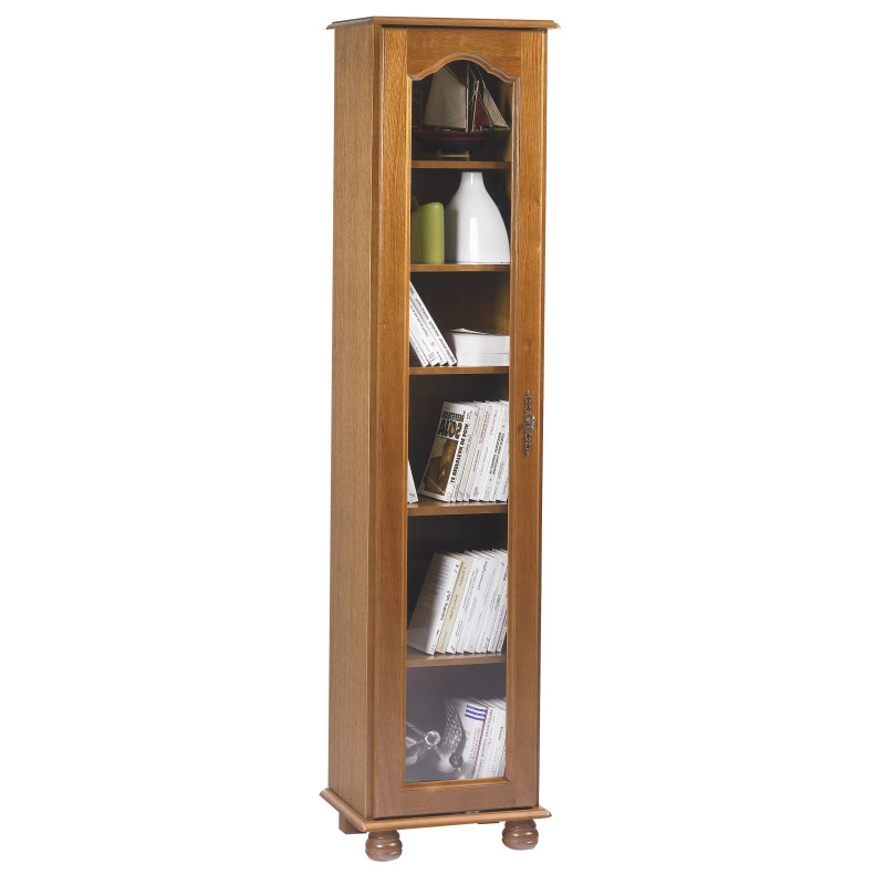 Bibliothèque Chêne Rustique1 Porte Vitrée Gauche 6 Niches 44,2 x182,2 x 33 cm | Leroy Merlin