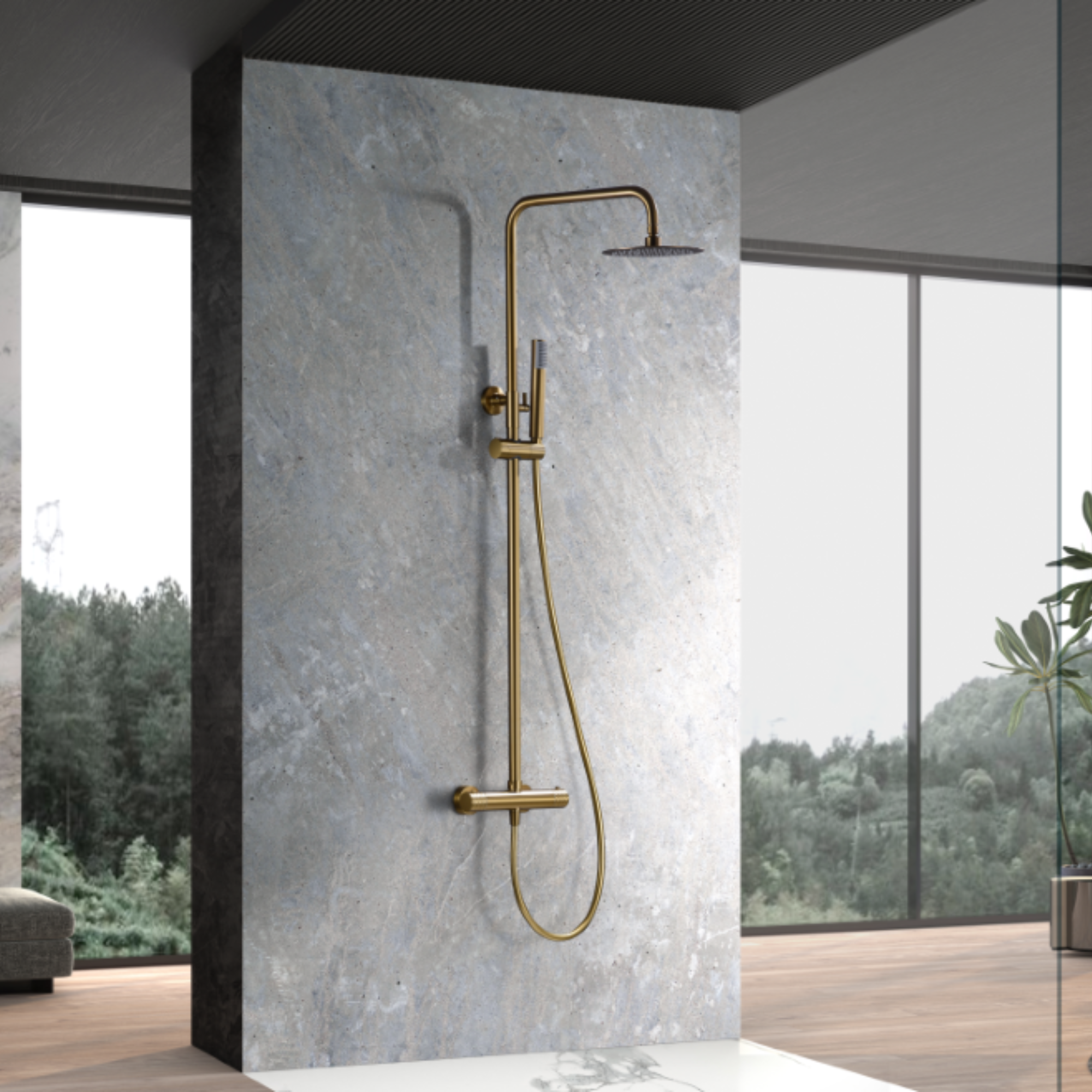 IMEX - Colonne Douche Thermostatique Salle de Bain Or Brossé | Colonne ...