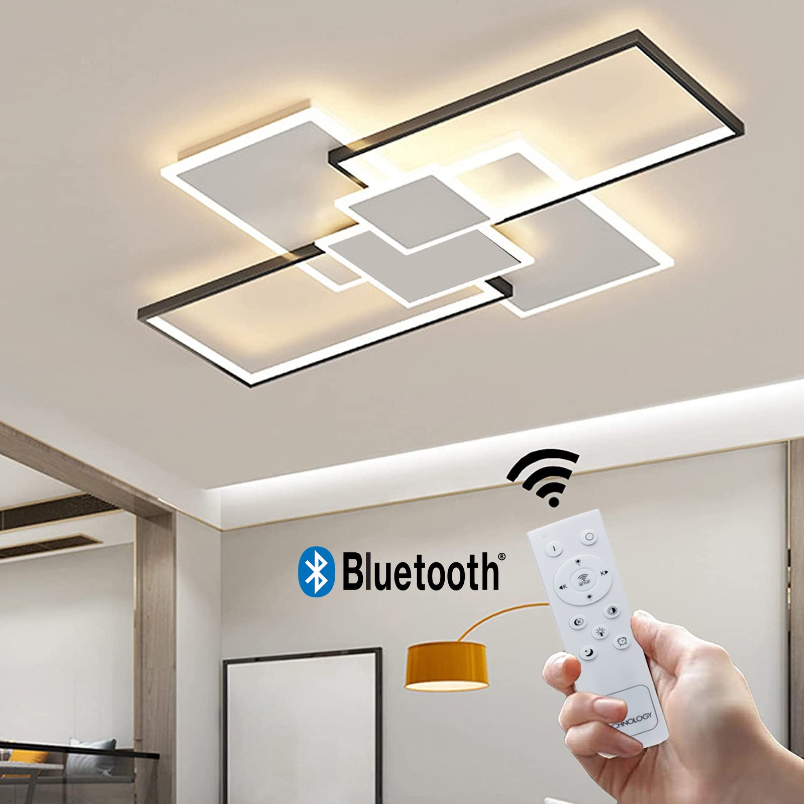 BLUETOOTH plafonnier moderne à LED 83W lumière CCT de 3000K à 6500K ...