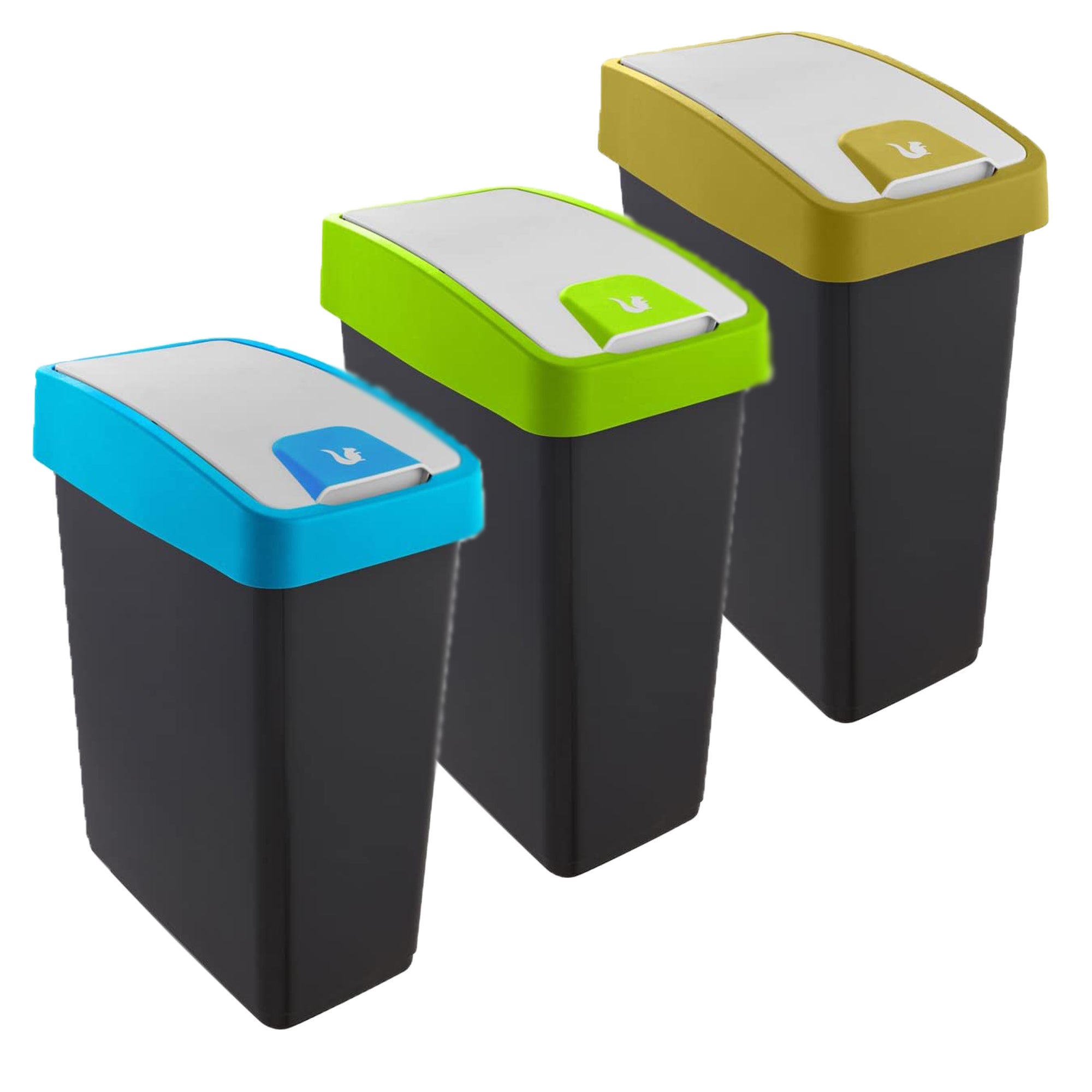 Set de 3 cubos de basura Premium Magne con tapa abatible, tacto suave ...