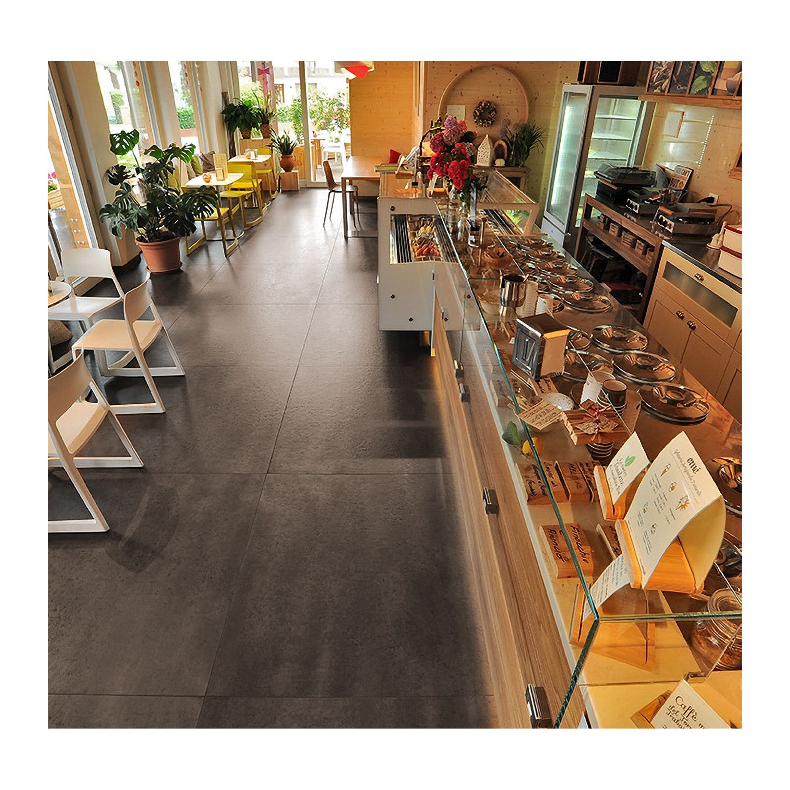 Carrelage grès cérame effet béton KREA - 120x60 cm Café - Structuré ...