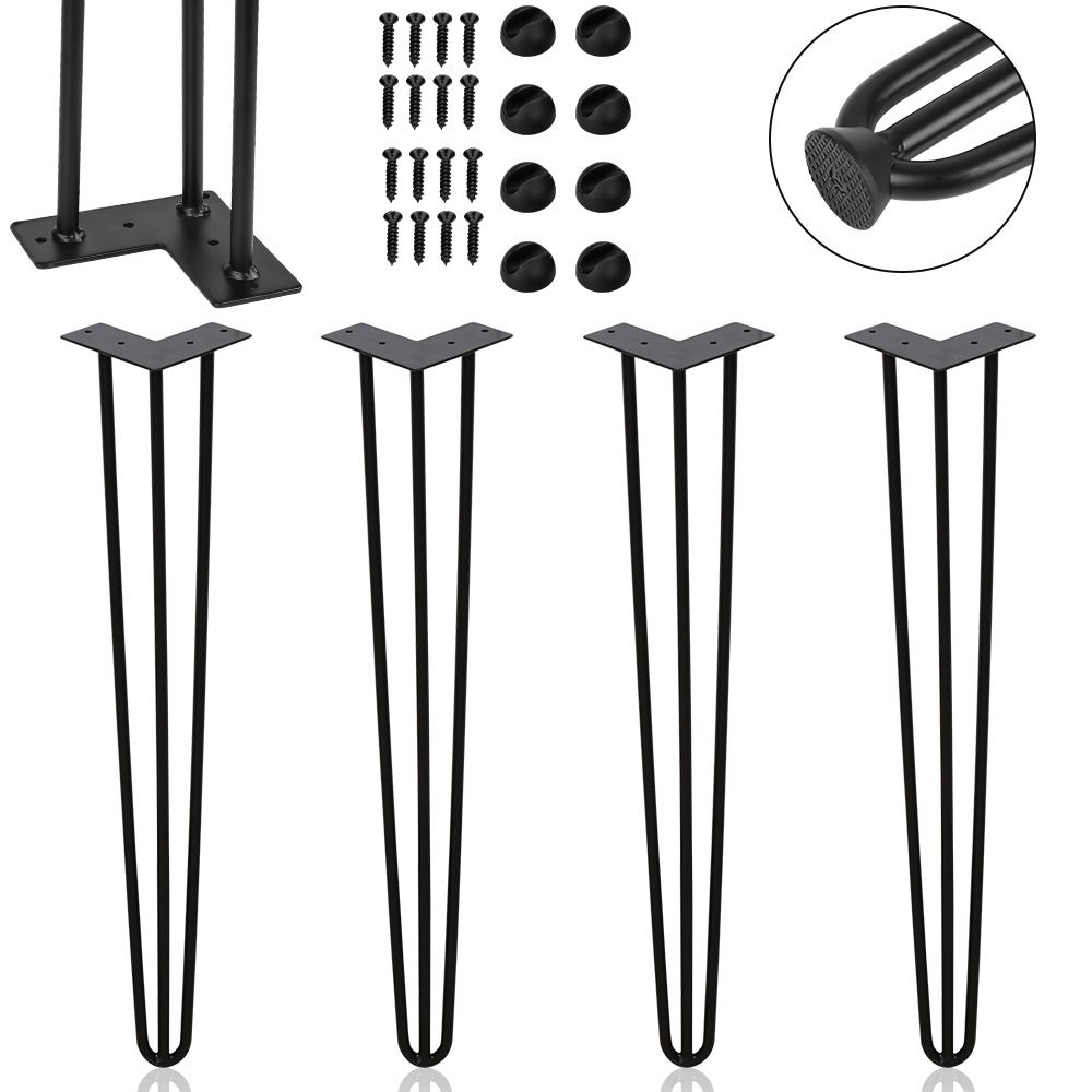 4PCS Pied de Table 40cm, Pied Epingle en Métal,3 stands Pied de Meuble ...