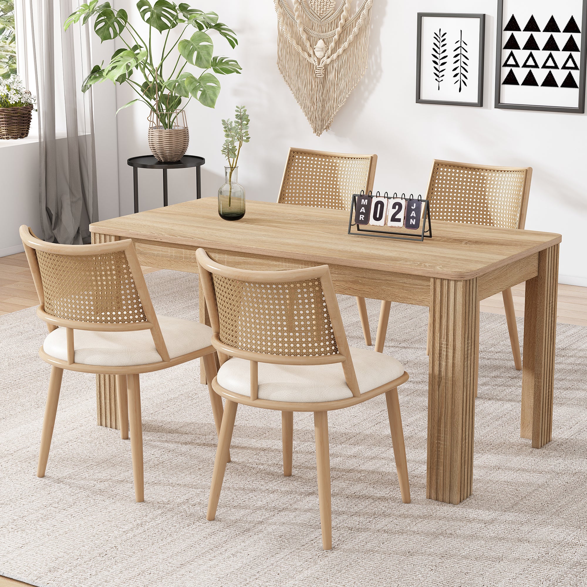 Ensemble table et chaises, table basse rectangulaire moderne avec 4 ...