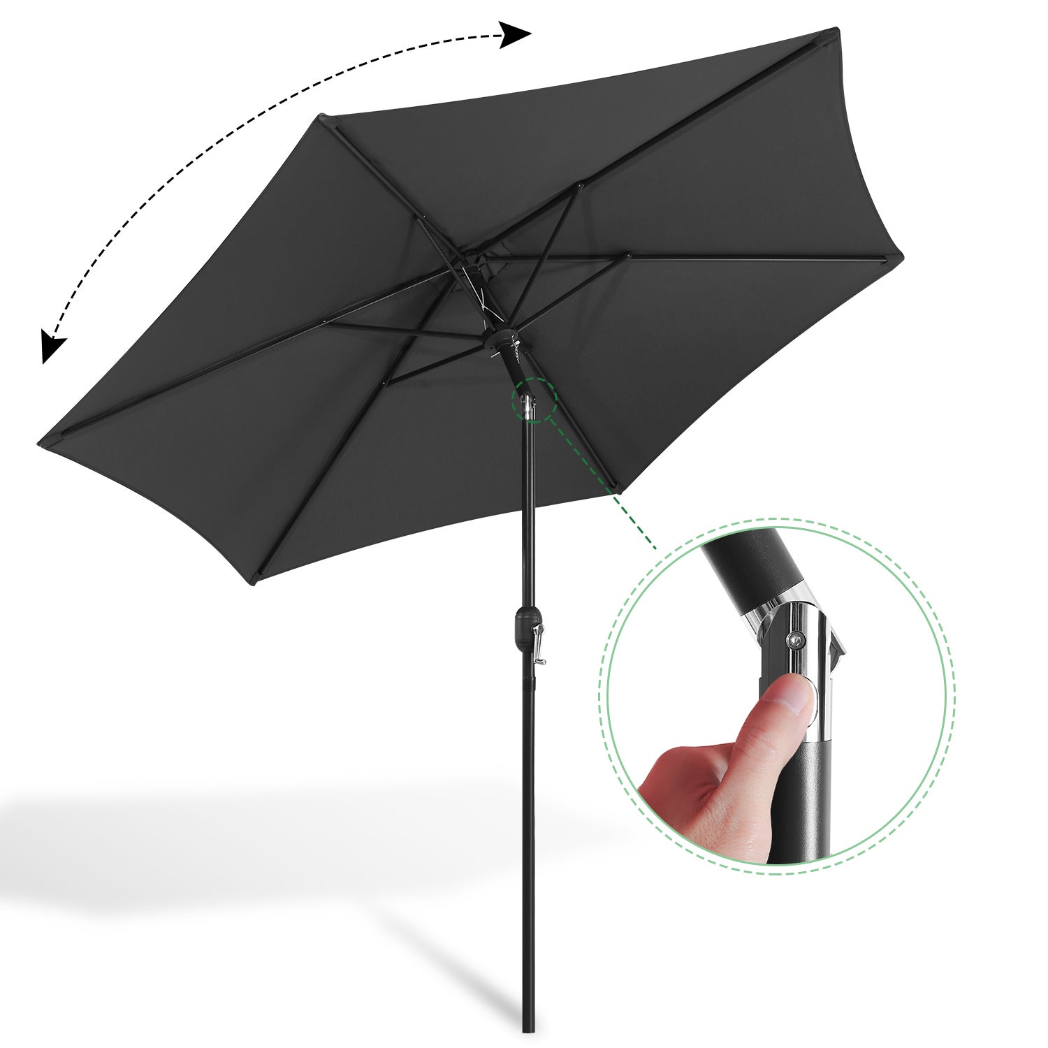 Parasol Ø270CM - Hauteur et Angle Réglables - Système de Manivelle ...