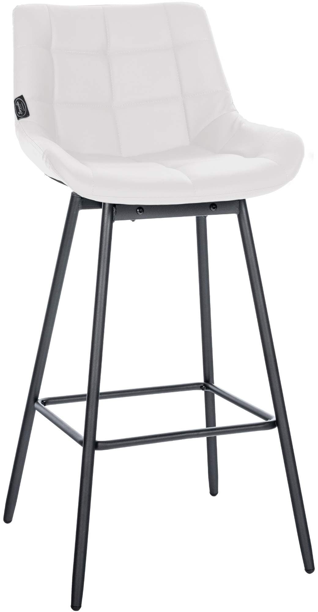 Tabouret de bar pivotant x1 avec repose-pieds revêtement en PVC blanc ...