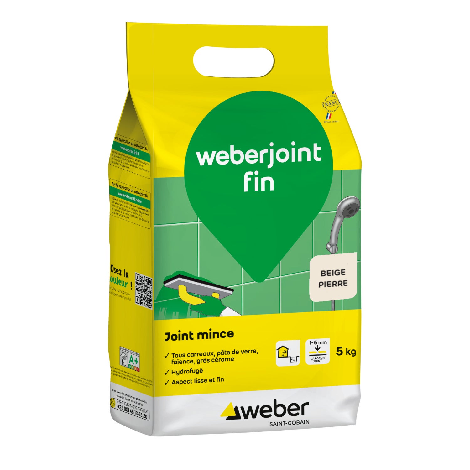 Joints minces carrelage mural, Beige pierre, 5kg, Weberjoint fin, WEBER ...