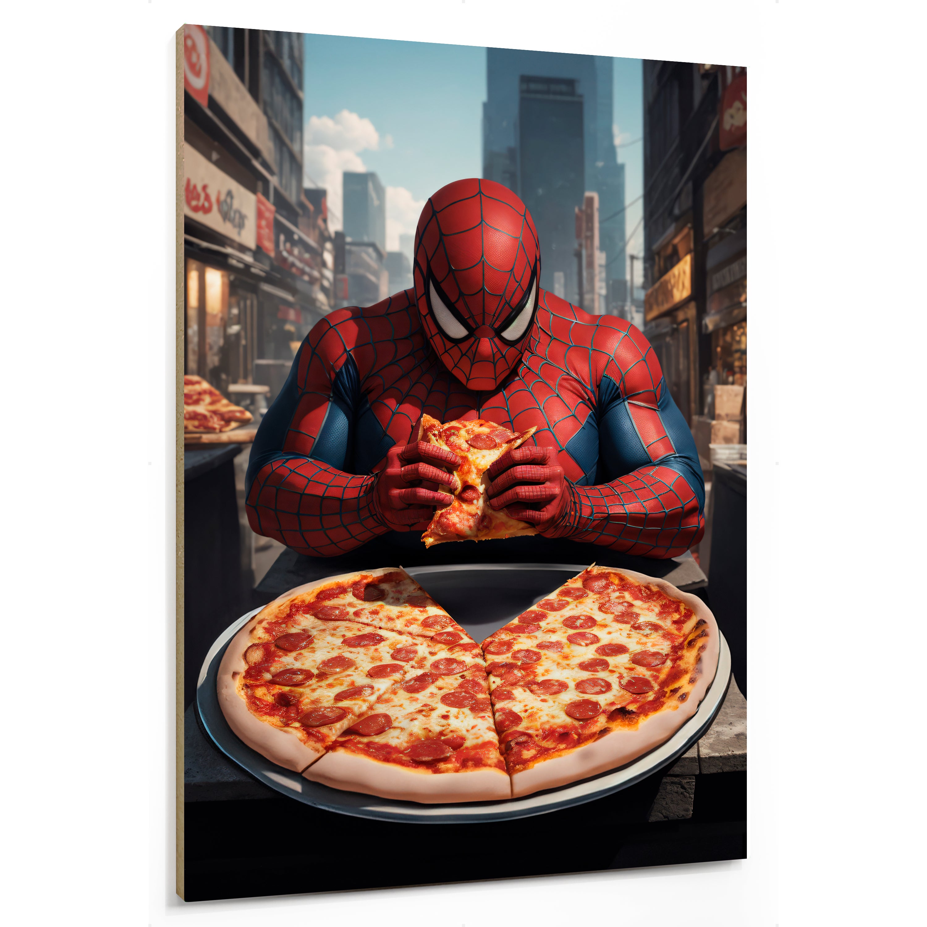 Tableau en bois - Dad Superhero 1 - Pizza Time - 30x40 cm | Leroy Merlin