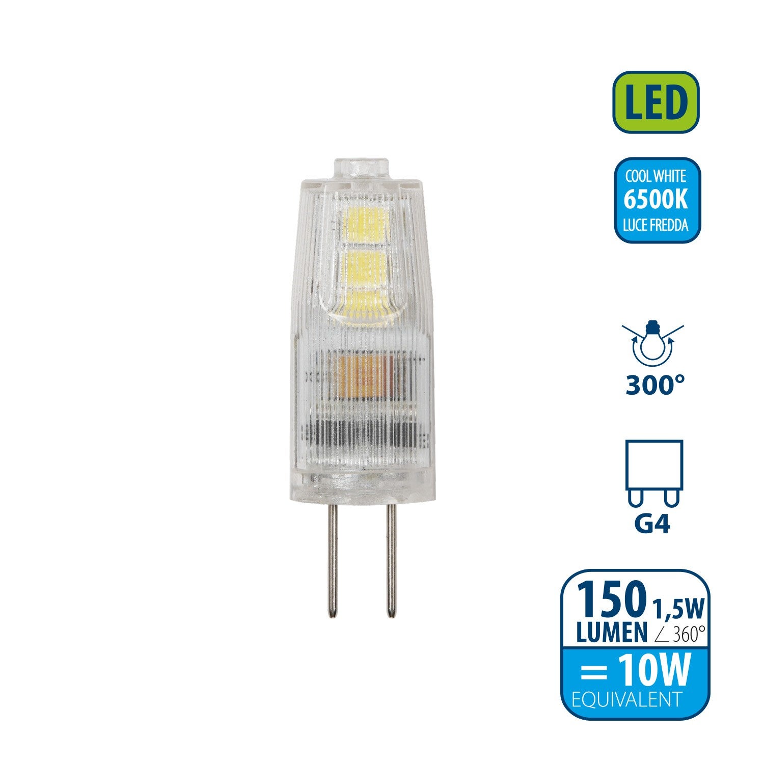 Ampoule LED CMS, capsule, 1,5W/150lm, culot G4, 6500K | Leroy Merlin